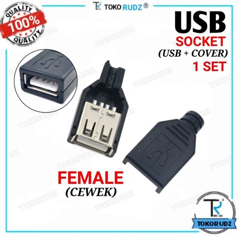Jual Konektor Usb Type A Pin Soket Kosong Set Plug Socket Connector Cowok Male Cewek Female