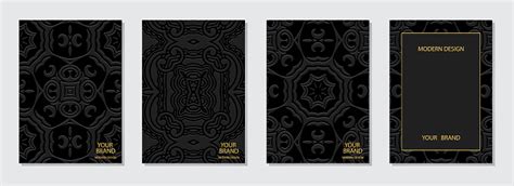 커버 디자인 세트 세로 템플릿 텍스트 장소 엠보싱 된 검은 배경의 이국적인 컬렉션 민족 3d 패턴 수제 기술 0명에 대한 스톡 벡터 아트 및 기타 이미지 Istock