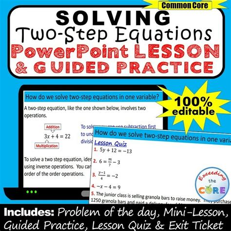 Solving Two Step Equations Powerpoint Lesson And Guided Practice