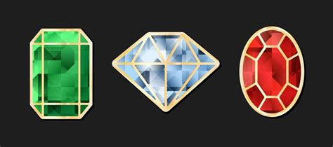 Premium Vector Ruby Emerald And Diamond Stylized Faceted Crystals