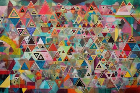Premium Ai Image Triangular Maze Of Mixedmedia Geometric Shapes In Vibrant Colors Created With
