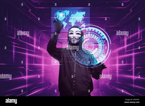 Hacker Man With Anonymous Mask Hacking System Security On Virtual Hacker Man With Anonymous Mask Hacking System Security On Virtual