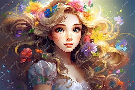 Premium Ai Image Cartoon Illustration Of A Beautiful Young Fantasy Girl Concept Digital Art