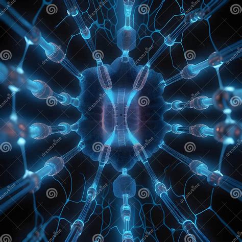 Futuristic Neural Network With Glowing Blue Circuitry Stock Image Image Of Digital Data