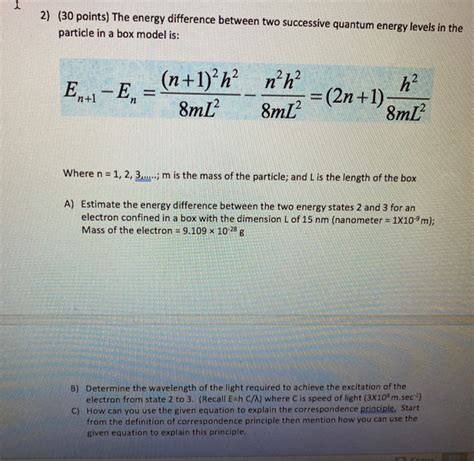 Solved 2 30 Points The Energy Difference Between Two