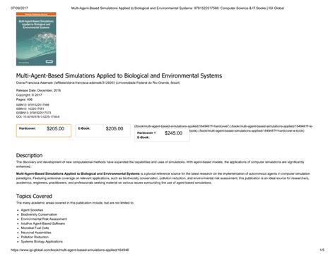 Pdf Multi Agent Based Simulations Applied To Biological And