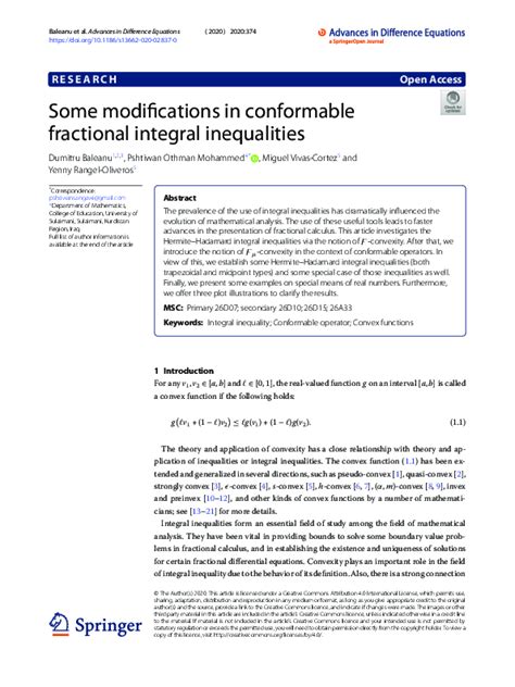 Pdf Some Modifications In Conformable Fractional Integral Inequalities