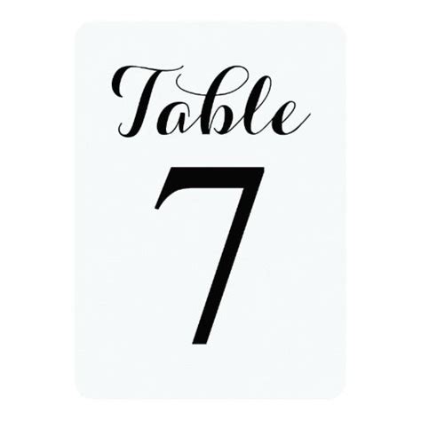 Modern Script Table 7 Table Numbers Card Zazzle