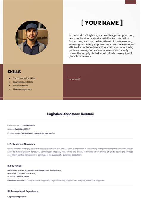 Free Logistics Dispatcher Resume Template To Edit Online