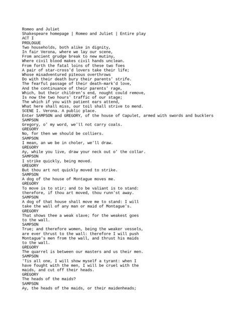 Romeo And Juliet Full Text Pdf