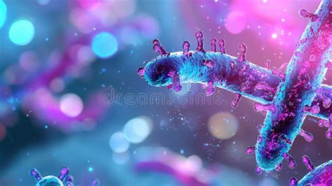 Microscopic Virus View Of Bacteria Undergoing Cell Division And Reproduction Illustrating