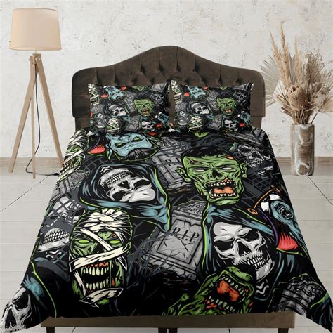 Zombie Horror Duvet Cover Set Gothic Halloween Bedding Soft Bed Set