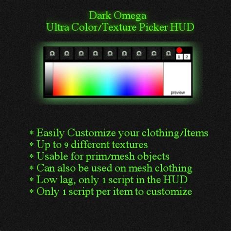 Second Life Marketplace Ultra Texture Color Picker Hud