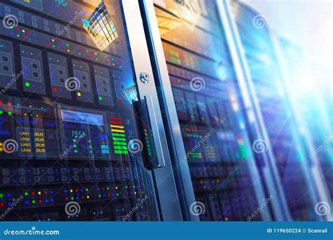 Server Room Interior In Datacenter Stock Illustration Illustration Of