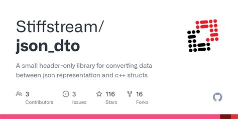 Github Stiffstreamjsondto A Small Header Only Library For Converting Data Between Json