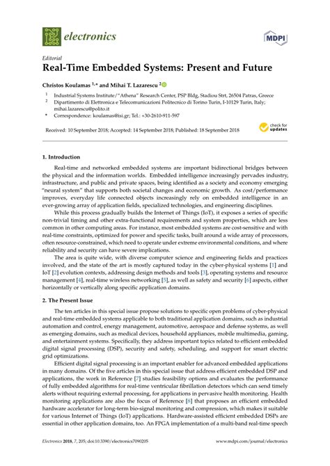 Pdf Real Time Embedded Systems Present And Future