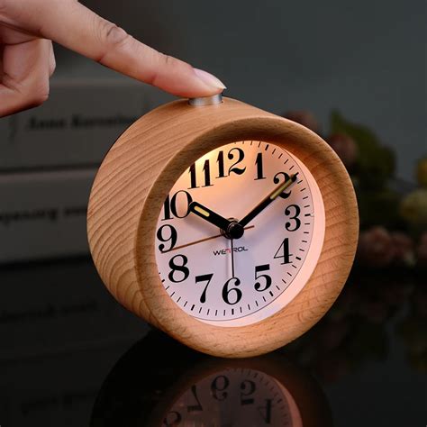 Wood Alarm Clock Luminous Mute Bedside Clock Lounged Small Wood Alarm