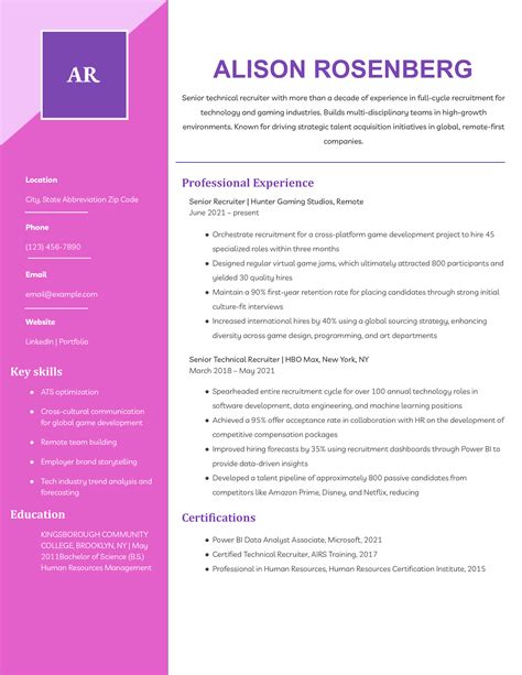Recruiter Resume Examples And Templates For 2025