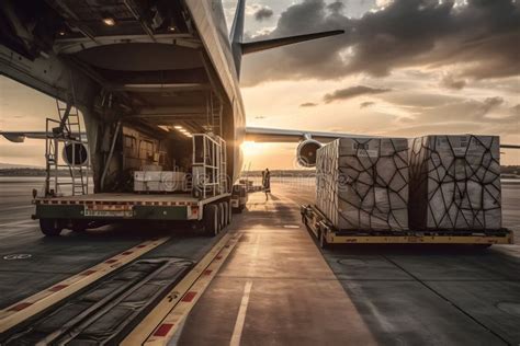 Loading Cargo Outside Cargo Plane Neural Network Ai Generated Stock