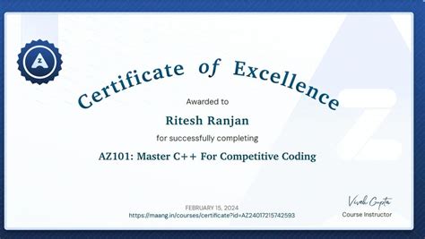 Ritesh Ranjan On Linkedin Algozenith C Certificate