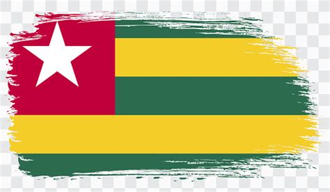 토고 국기와 함께 그런 지 브러시 스트로크 수채화 그림 깃발 포스터 국기의 배너 스타일 수채화 그리기 투명한 배경에 격리된