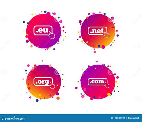 Top Level Domains Signs Com Eu Net And Org Vector Stock Vector Illustration Of Button