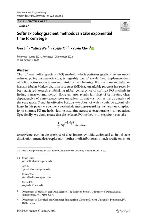 Pdf Softmax Policy Gradient Methods Can Take Exponential Time To Converge