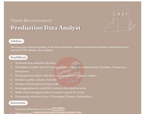 lowongan kerja production data analyst lozy id bandung juli 2021 info