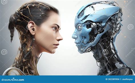 Man Versus Machine The Duality Of AI Generative Ai Stock Illustration Illustration Of