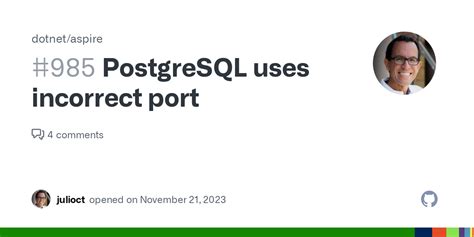 Postgresql Uses Incorrect Port · Issue 985 · Dotnetaspire · Github