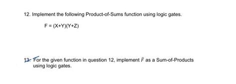 Solved Implement The Following Product Of Sums Function Chegg