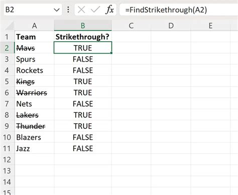 如何在 Excel 中按删除线进行过滤（举例） Statorials