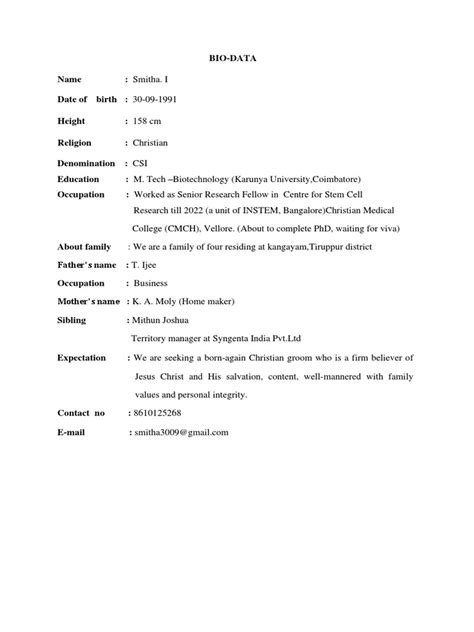 Smitha Biodata Pdf