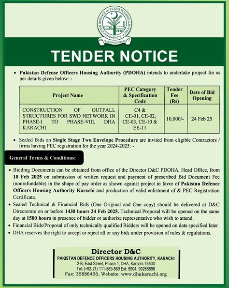 Tenders Dha Karachi