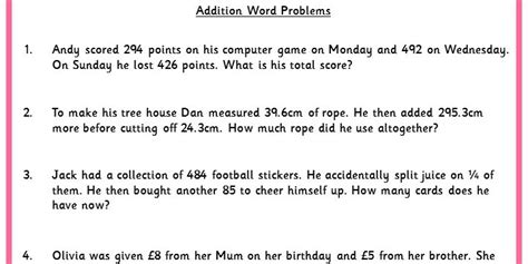 Addition Word Problems Classroom Secrets Classroom Secrets