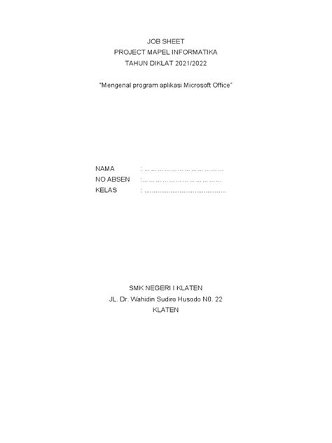 Job Sheet Project Informatika Pdf