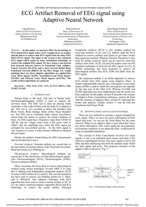 Pdf Ecg Artifact Removal Of Eeg Signal Using Adaptive Neural Network