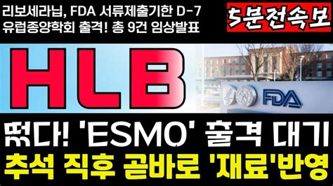 Hlb 주가전망 긴급 Fda 서류제출 마감까지 단 7일 ‘유한 렉라자 넘어설 것 확신 외인 주포 물량 결국 움직였다