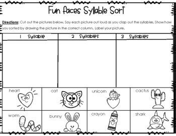 Syllable Sorting Mini Bundle By One Happy Kinder TPT