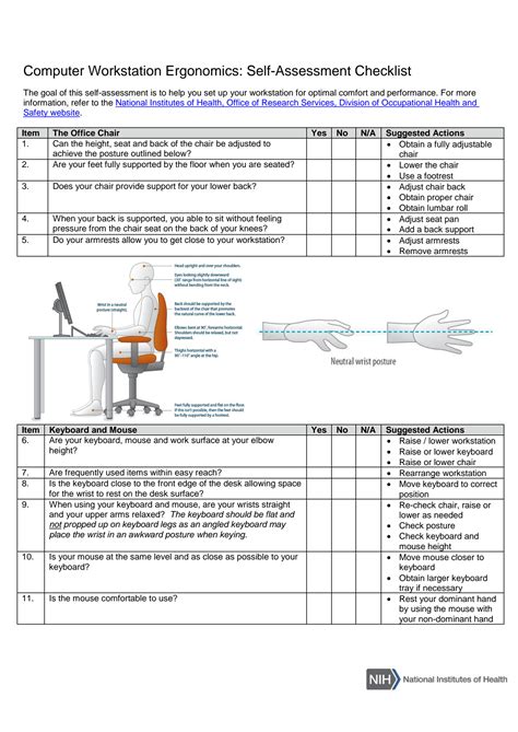 Workstation Ergonomics Diagrams And Checklist