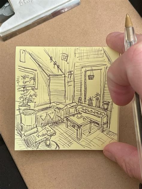 Sticky Note Sketch With Ballpoint Pen By Me Silascalart In 2025 Notes Art Drawing Challenge