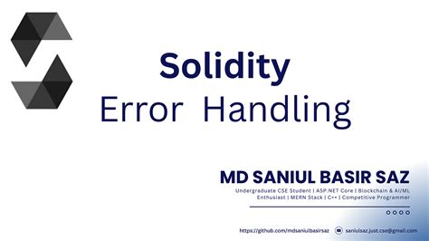 Solidity Error Handling Error Handling Is Very Important In By Md Saniul Basir Saz Jun
