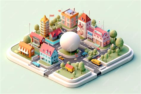 Premium Photo 3d Render Maps City Street Views Parks Trees Road