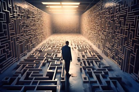 Premium Ai Image Businessman Skillfully Navigating Through A Maze Of Corporate Challenges