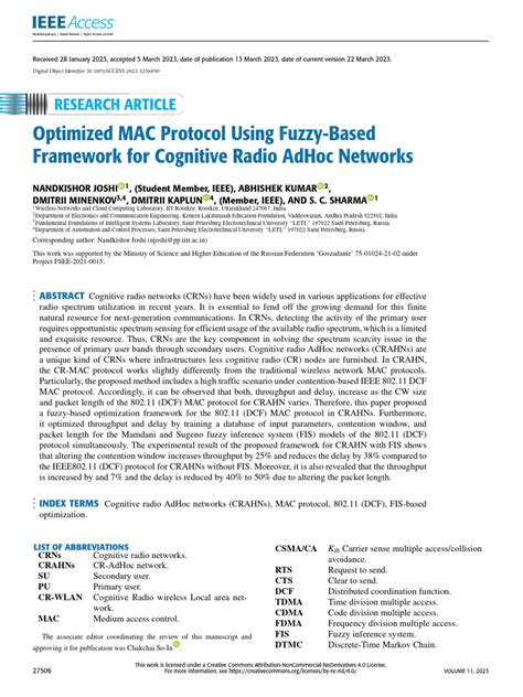 Optimized Mac Protocol Using Fuzzy Based Framework For Cognitive Radio Adhoc Networks Pdf