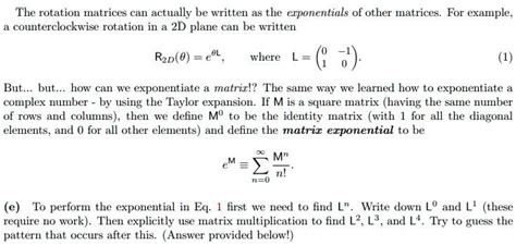Solved The Rotation Matrices Can Actually Be Written As The