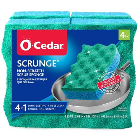 O Cedar Scrunge Multi Use Dish Cleaning Sponge Non Scratch For Kitchen And Bathroom 4 Ct