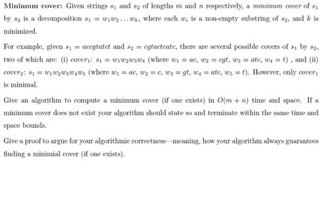 Minimum Cover Given Strings S1 And S2 Of Lengths M