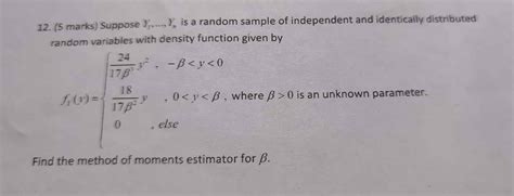 Solved 12 5 Marks Suppose Y1yn Is A Random Sample Of