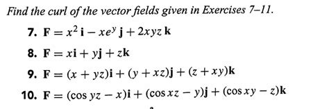 solved find the curl of the vector fields given in exercises